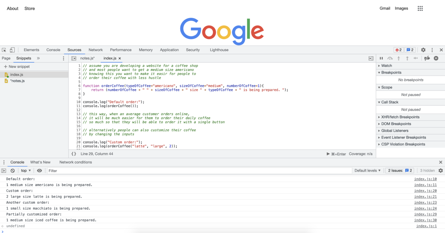 Learn Abouth Javascript Methods And Default Parameter Values